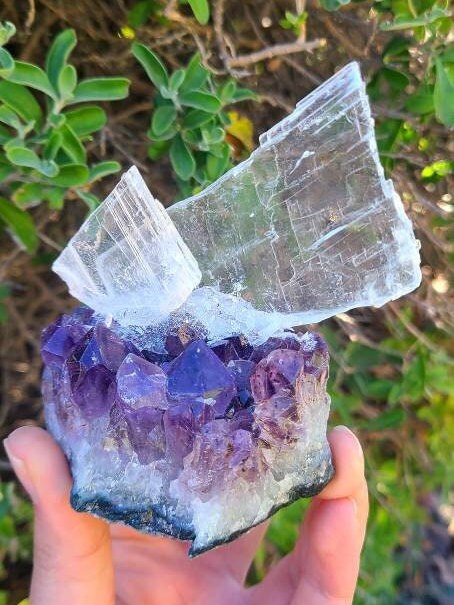 Handmade Selenite Amethyst Crystal Art Piece - Etsy
