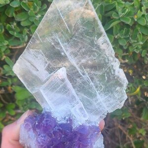 Selenite and Amethyst Handmade Infused Crystal Artpiece, Rare Amethyst ...