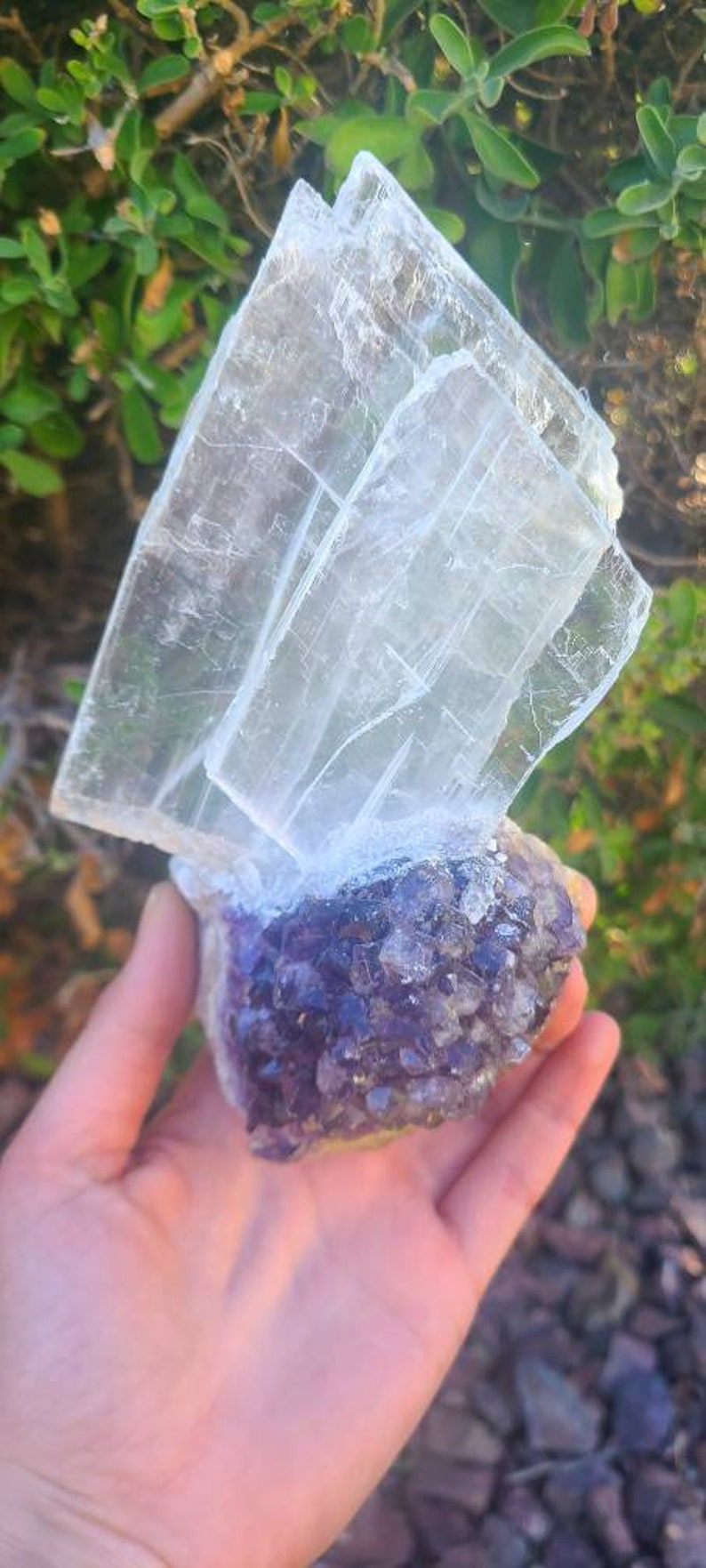 Handmade Selenite Amethyst Crystal Art Piece - Etsy