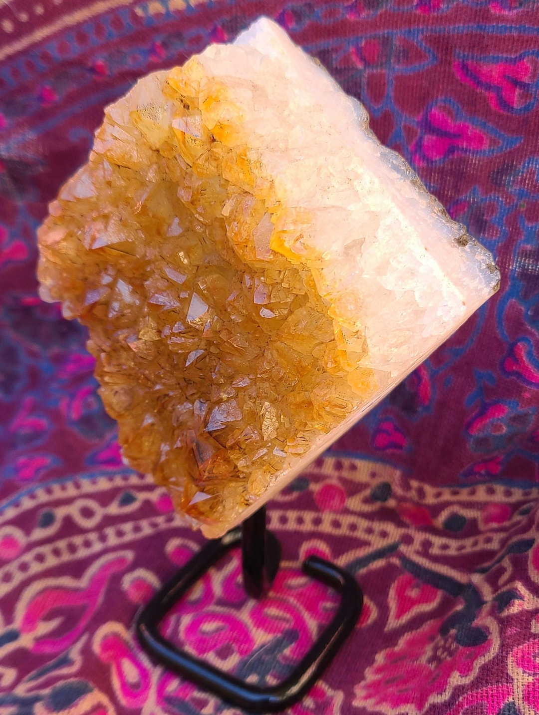 Citrine Crystal Cluster on Metal Display Stand, Quality Brazilian ...