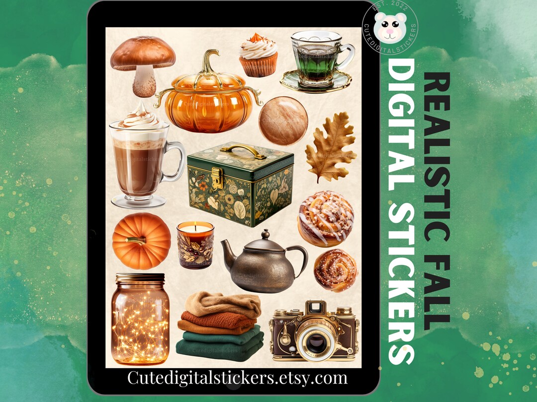 Realistic Fall Dashboard Digital Stickers, Fall Png, Vintage Clipart ...