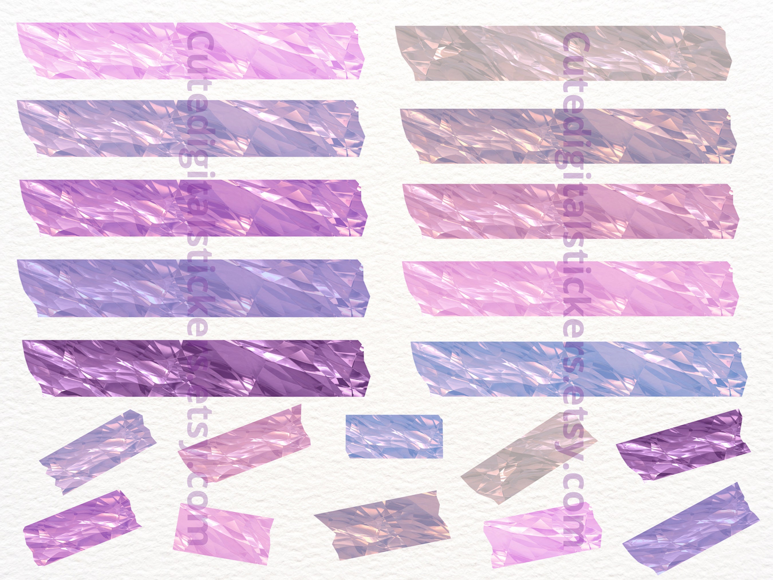 Digital Washi Tape Sticker, Downloadable Png Bundle, Holographic Washi ...