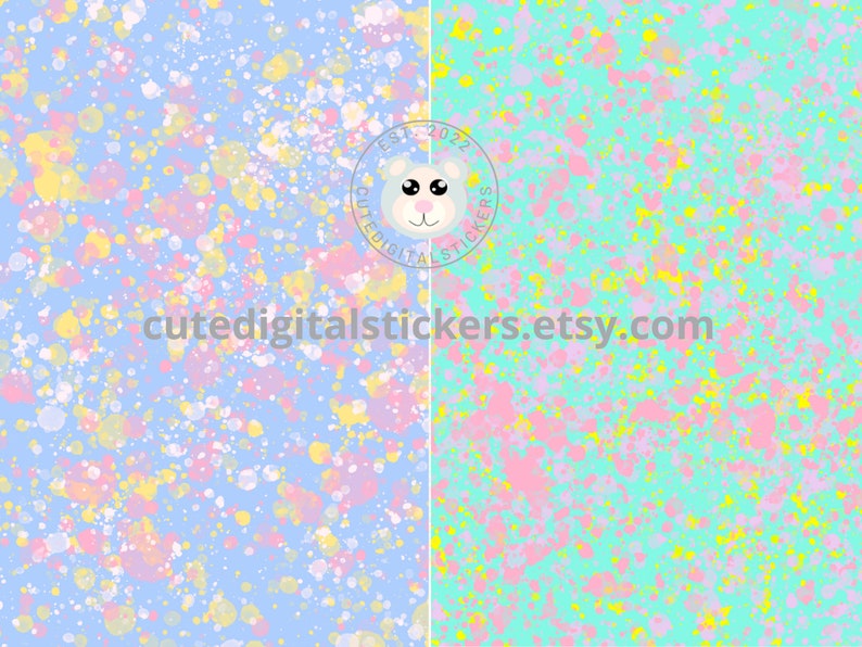 Cute Pastel Paint Splatter Backgrounds. Colorful Paint Splash Digital ...