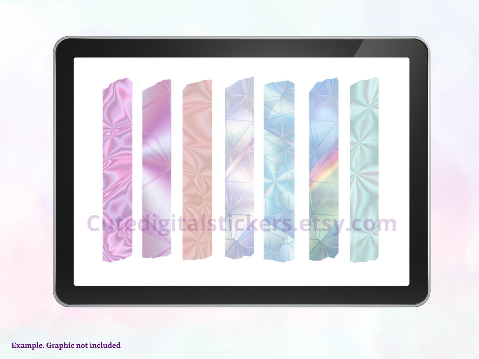 Digital Washi Tape Sticker, Downloadable Png Bundle, Holographic Washi ...