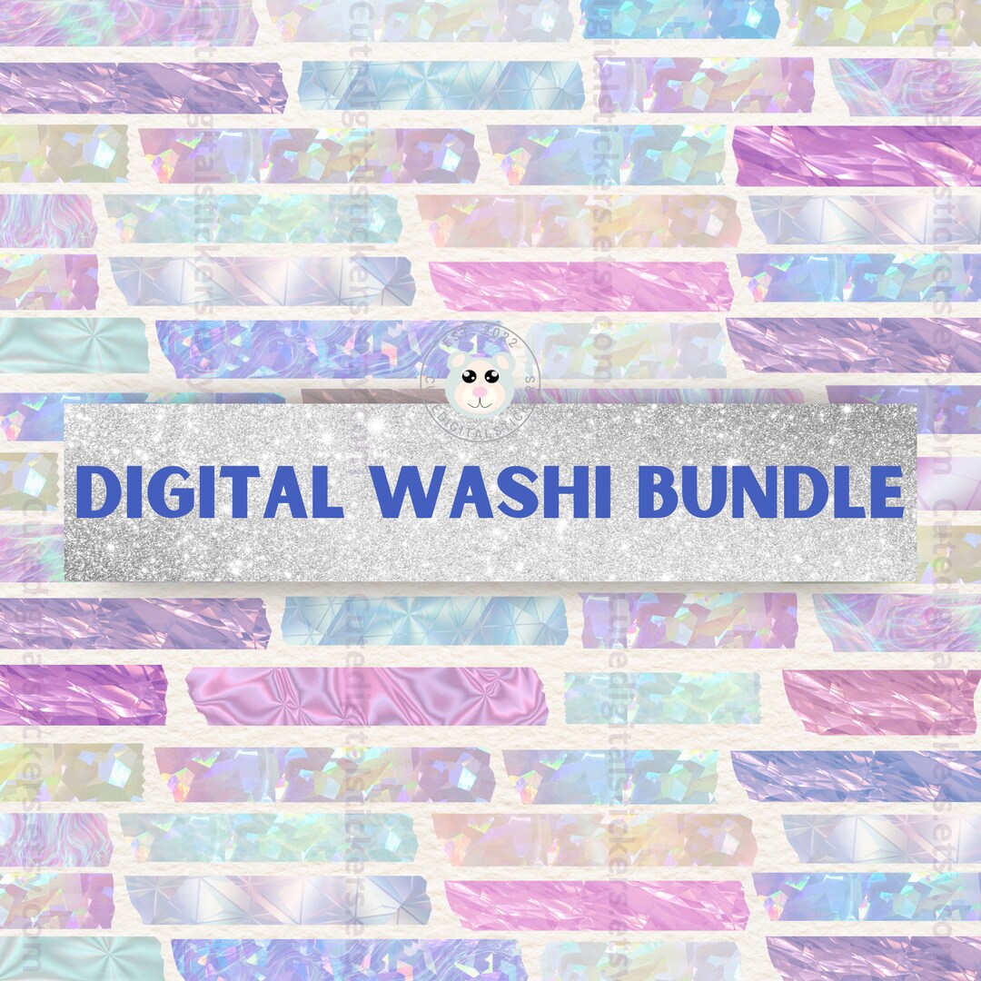 Digital Washi Tape Sticker, Downloadable Png Bundle, Holographic Washi ...