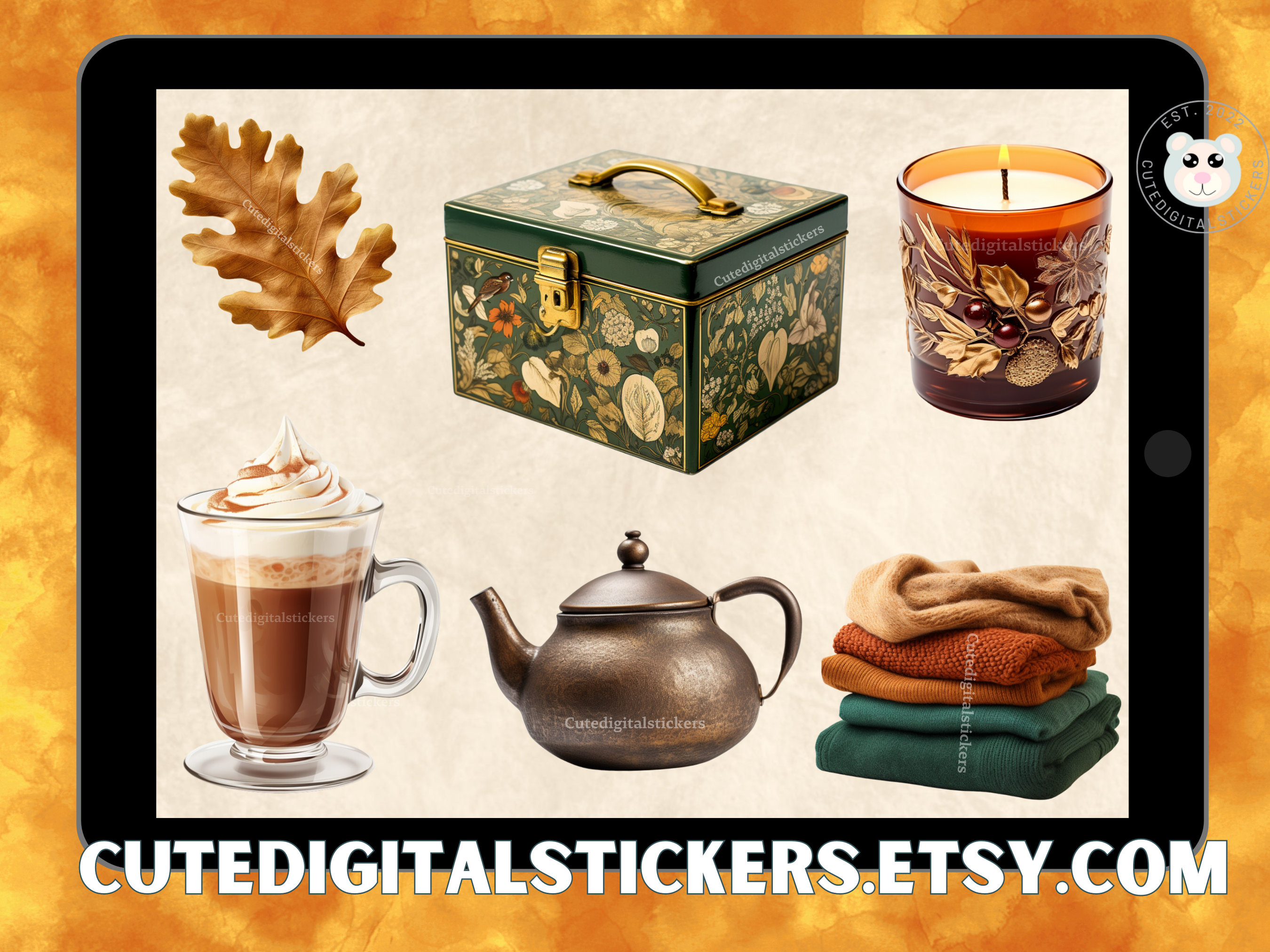 Realistic Fall Dashboard Digital Stickers, Fall Png, Vintage Clipart ...
