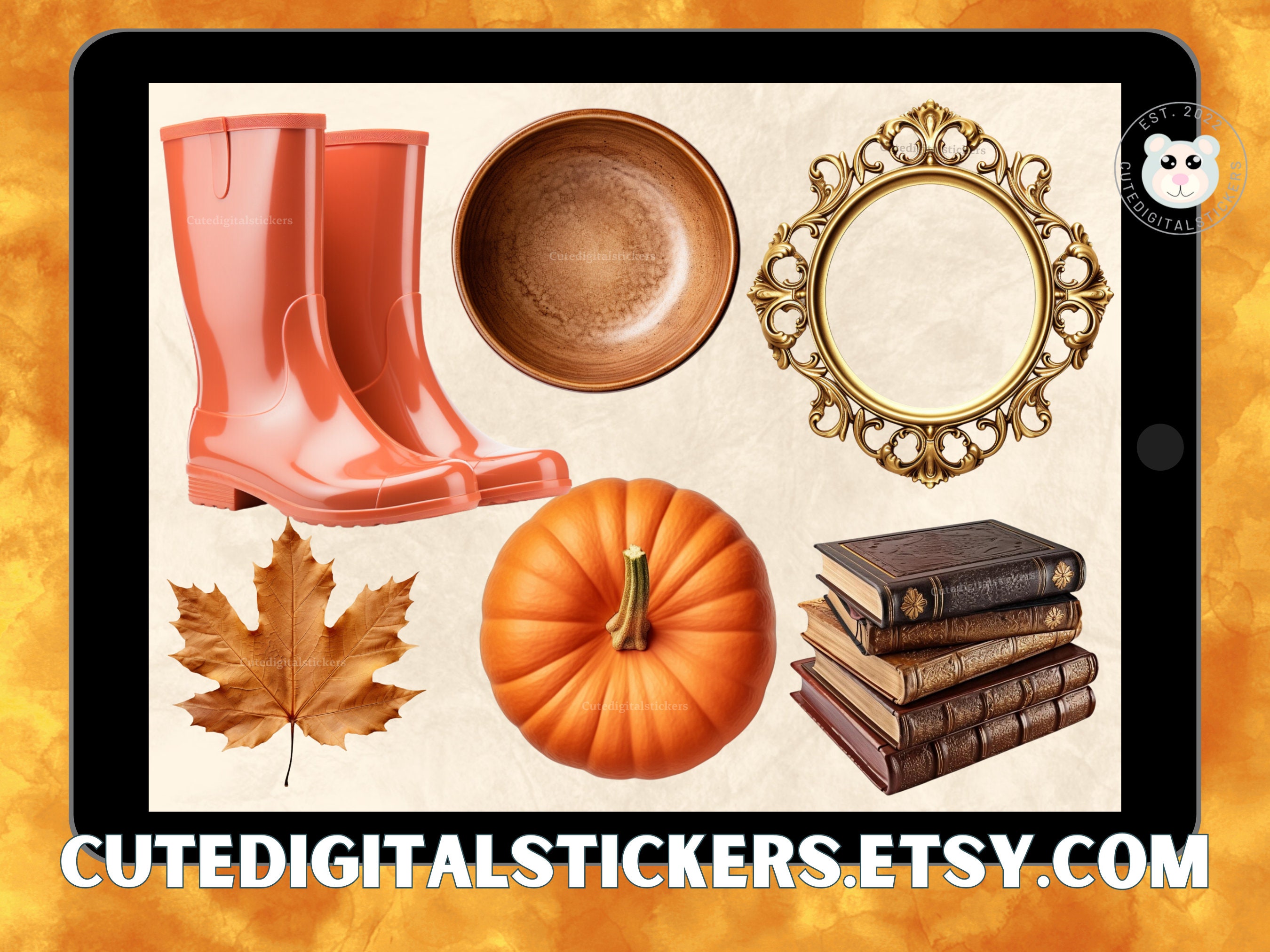 Realistic Fall Dashboard Digital Stickers, Fall Png, Vintage Clipart ...