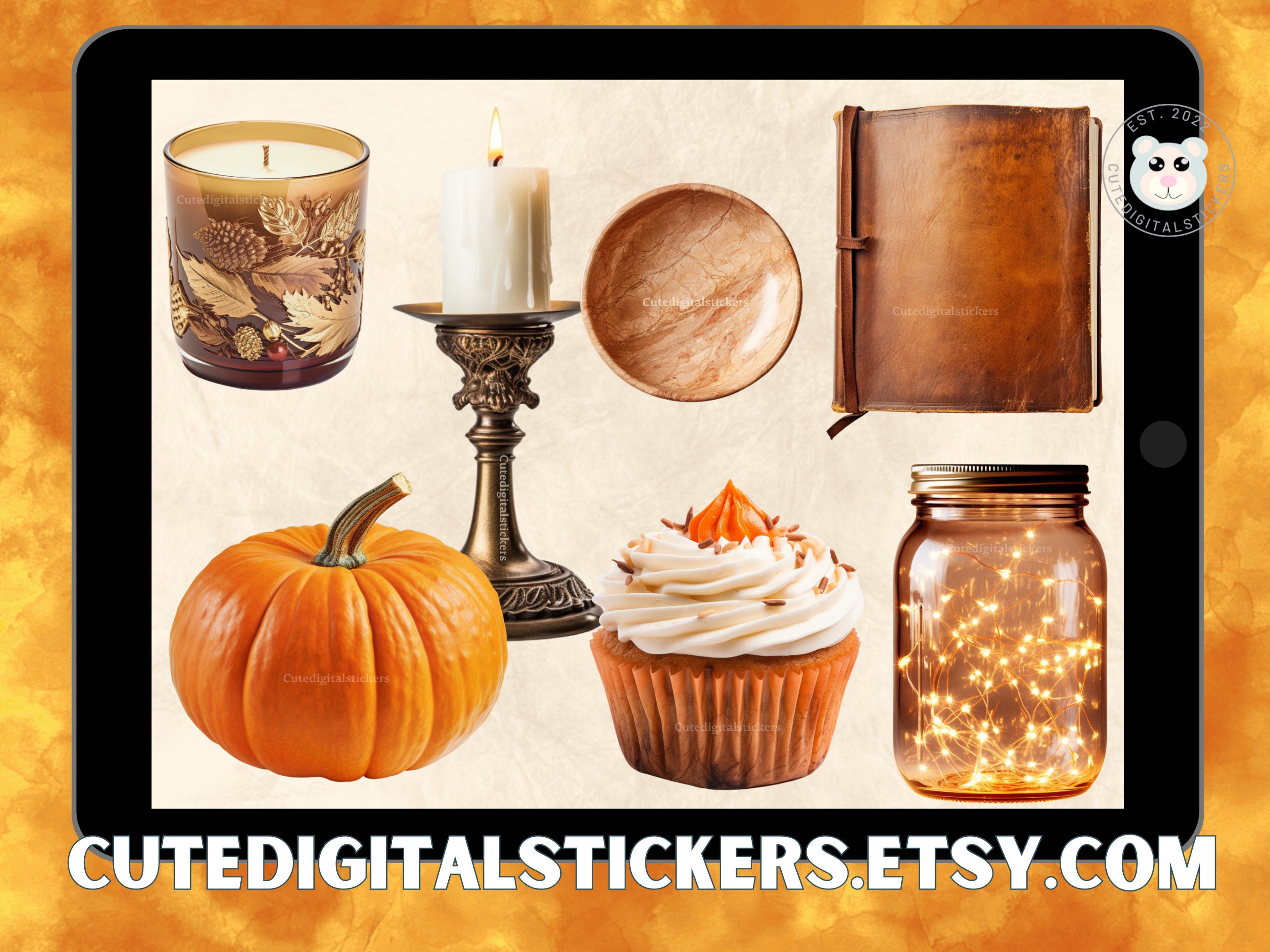 Realistic Fall Dashboard Digital Stickers, Fall Png, Vintage Clipart ...