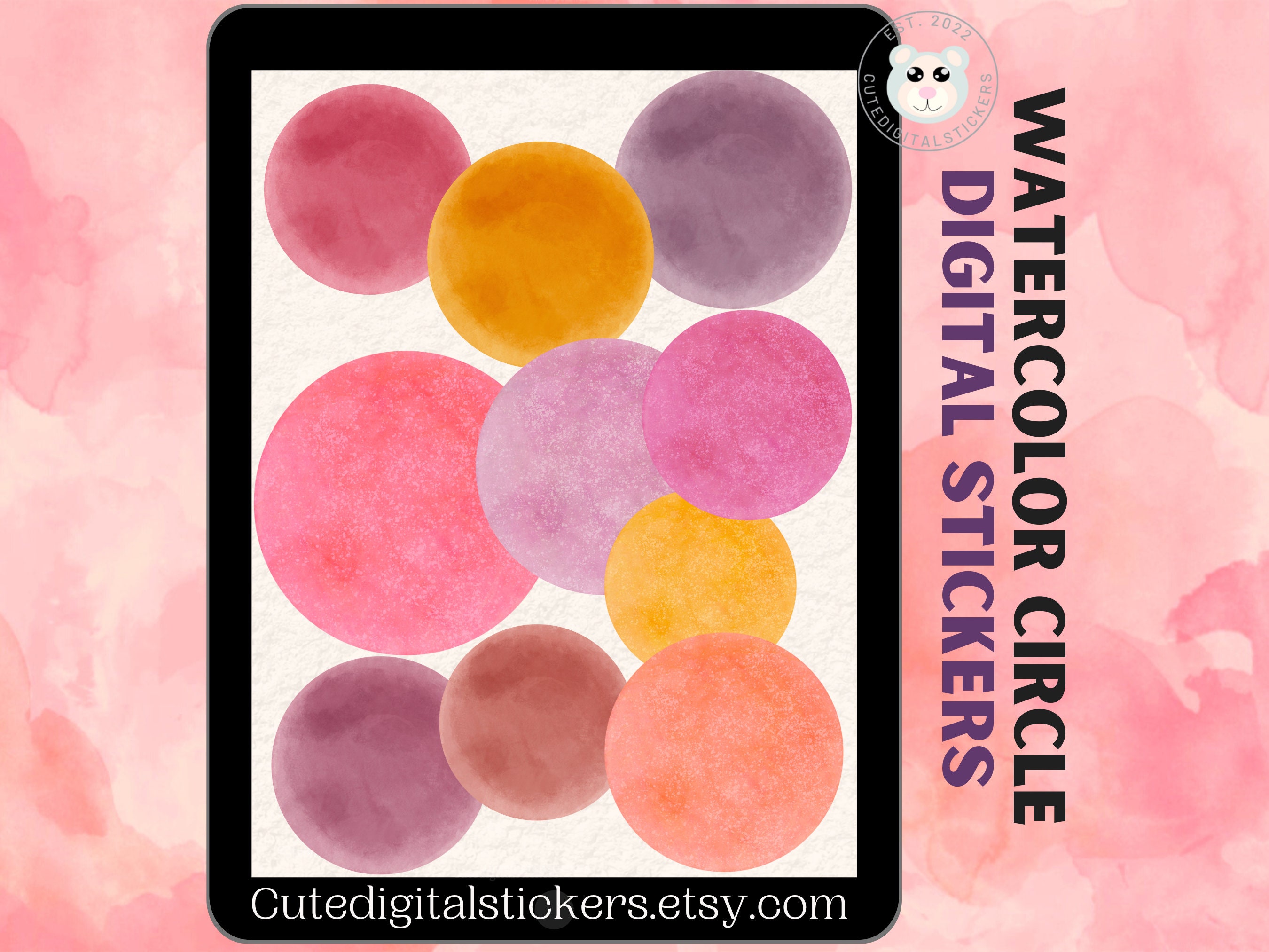 Watercolor Circles, Watercolor Circle Clipart, Circle Frames, Abstract ...