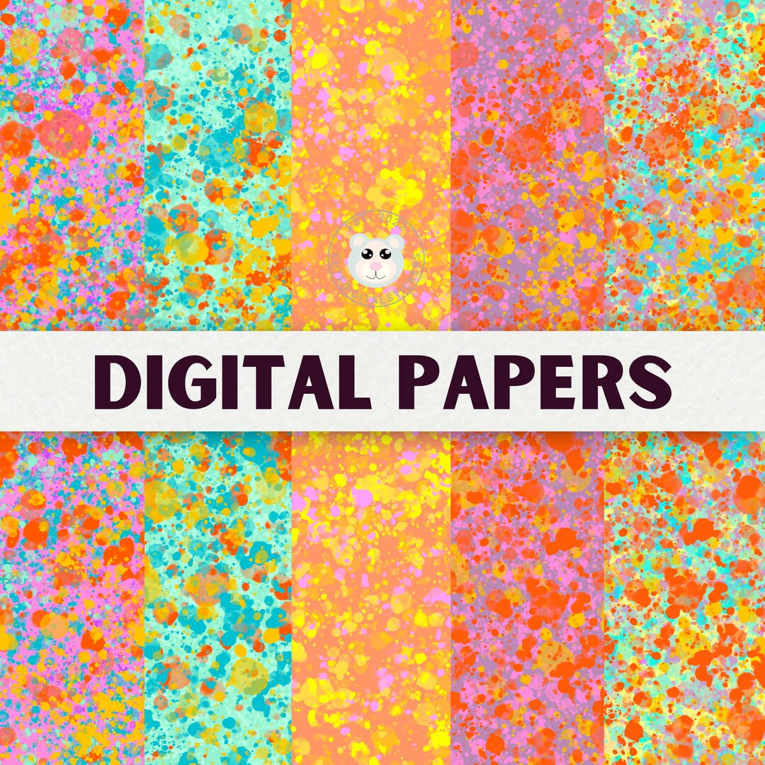 Fall Digital Papers, Warm Autumn Colors Paint Splatter Backgrounds ...