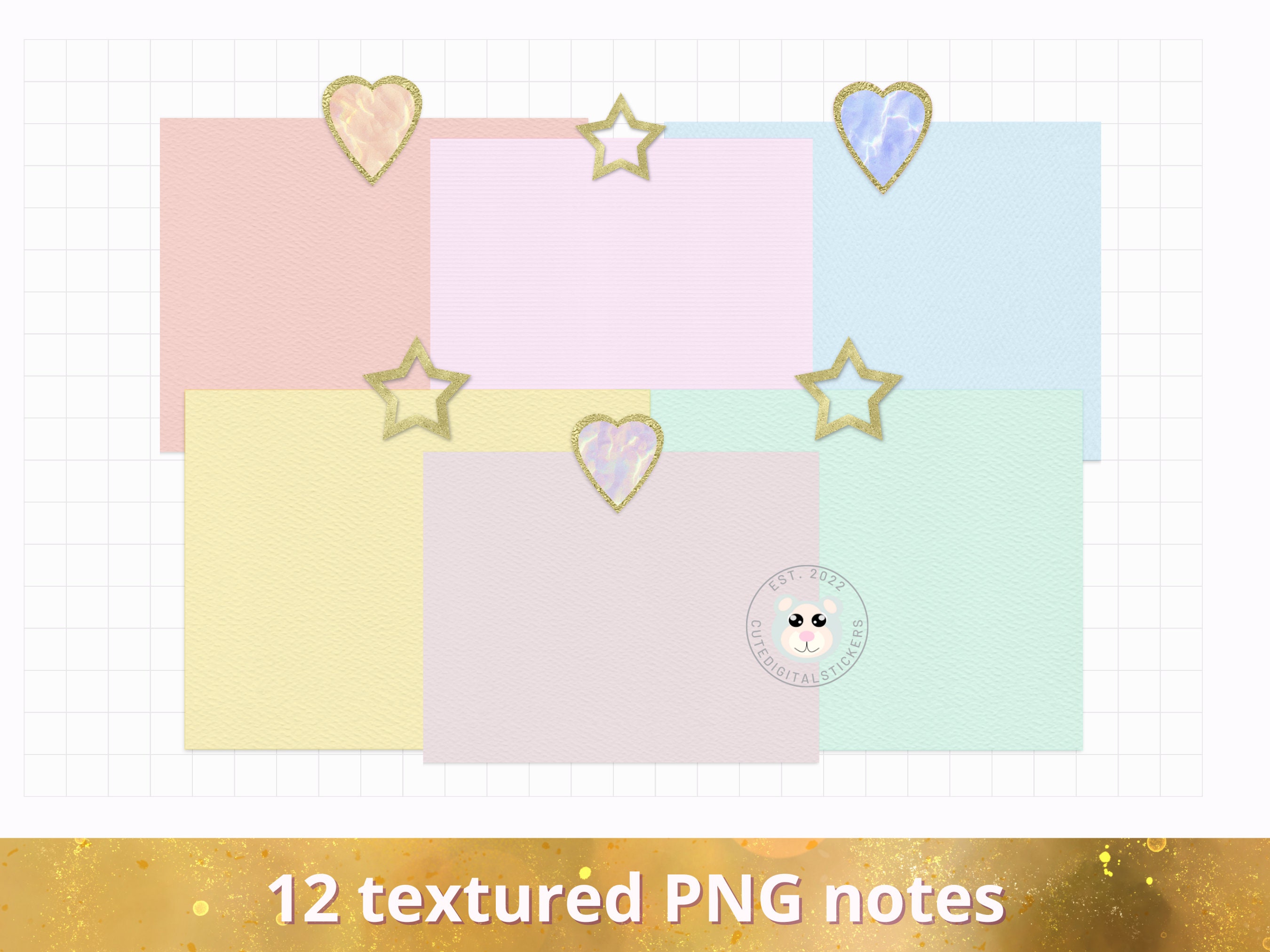Digital Memo Pad Pastel, Paper Texture Digital Stickers, Cute Digital ...