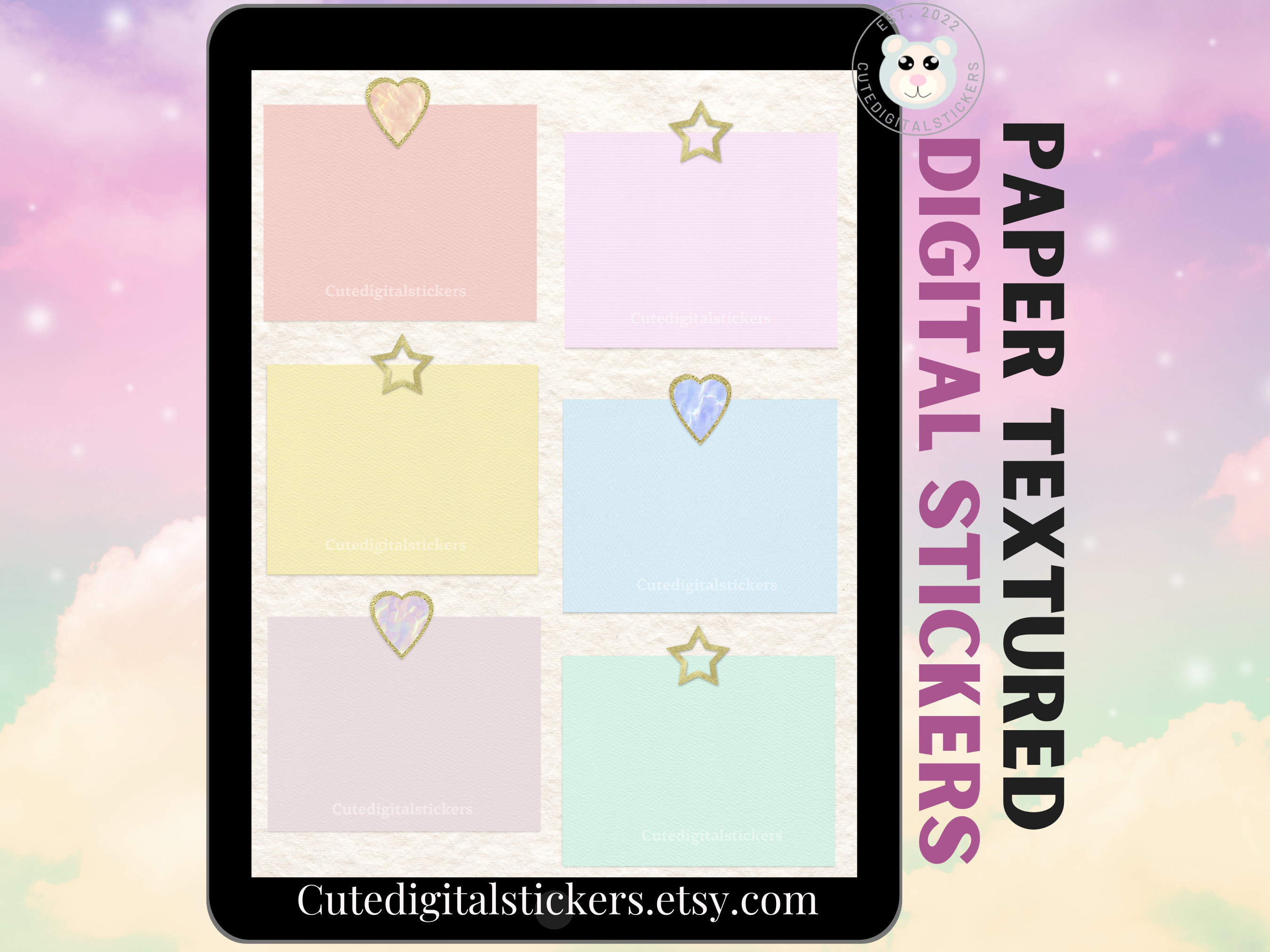 Digital Memo Pad Pastel, Paper Texture Digital Stickers, Cute Digital ...