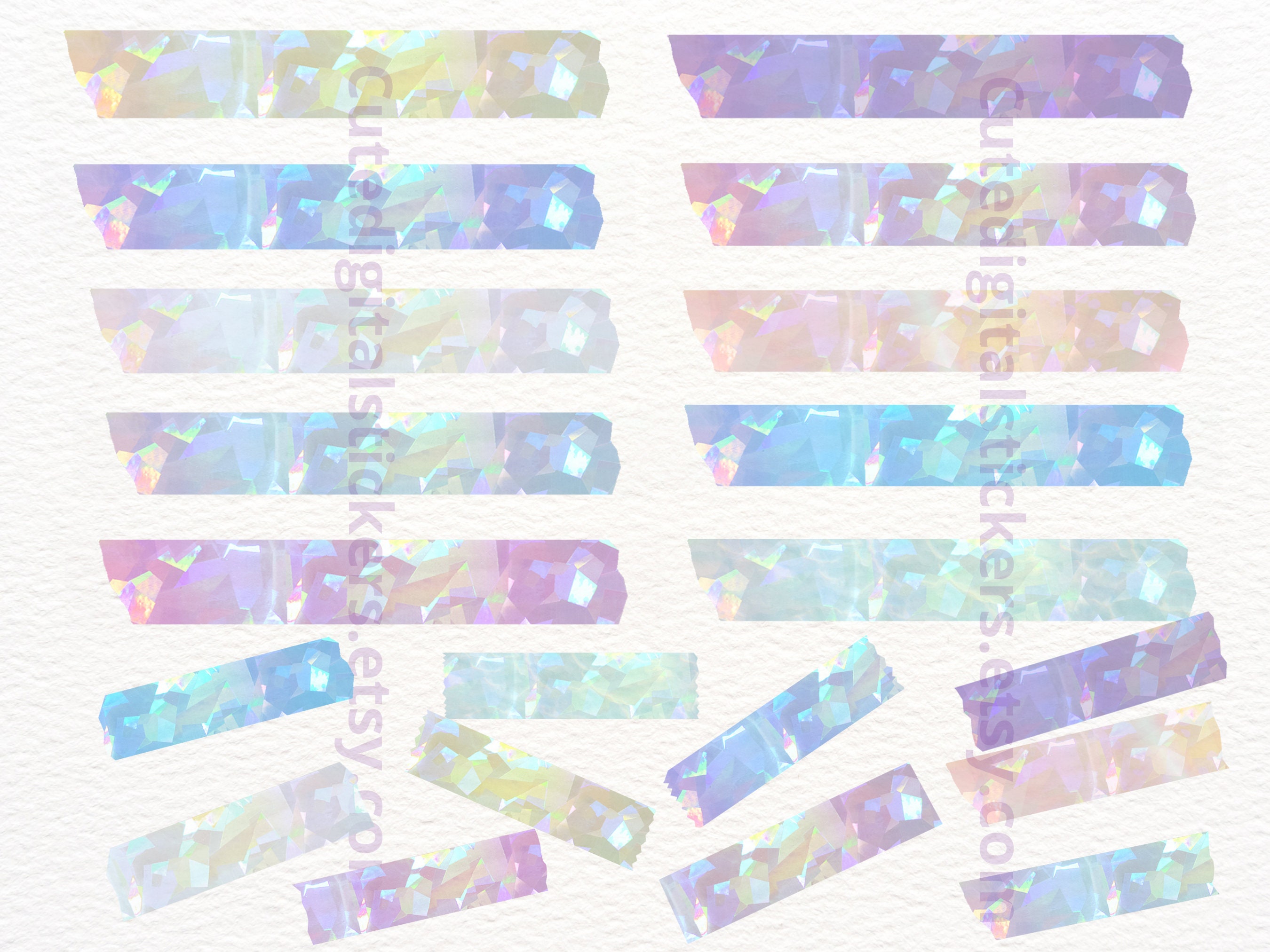 Digital Washi Tape Sticker, Downloadable Png Bundle, Holographic Washi ...