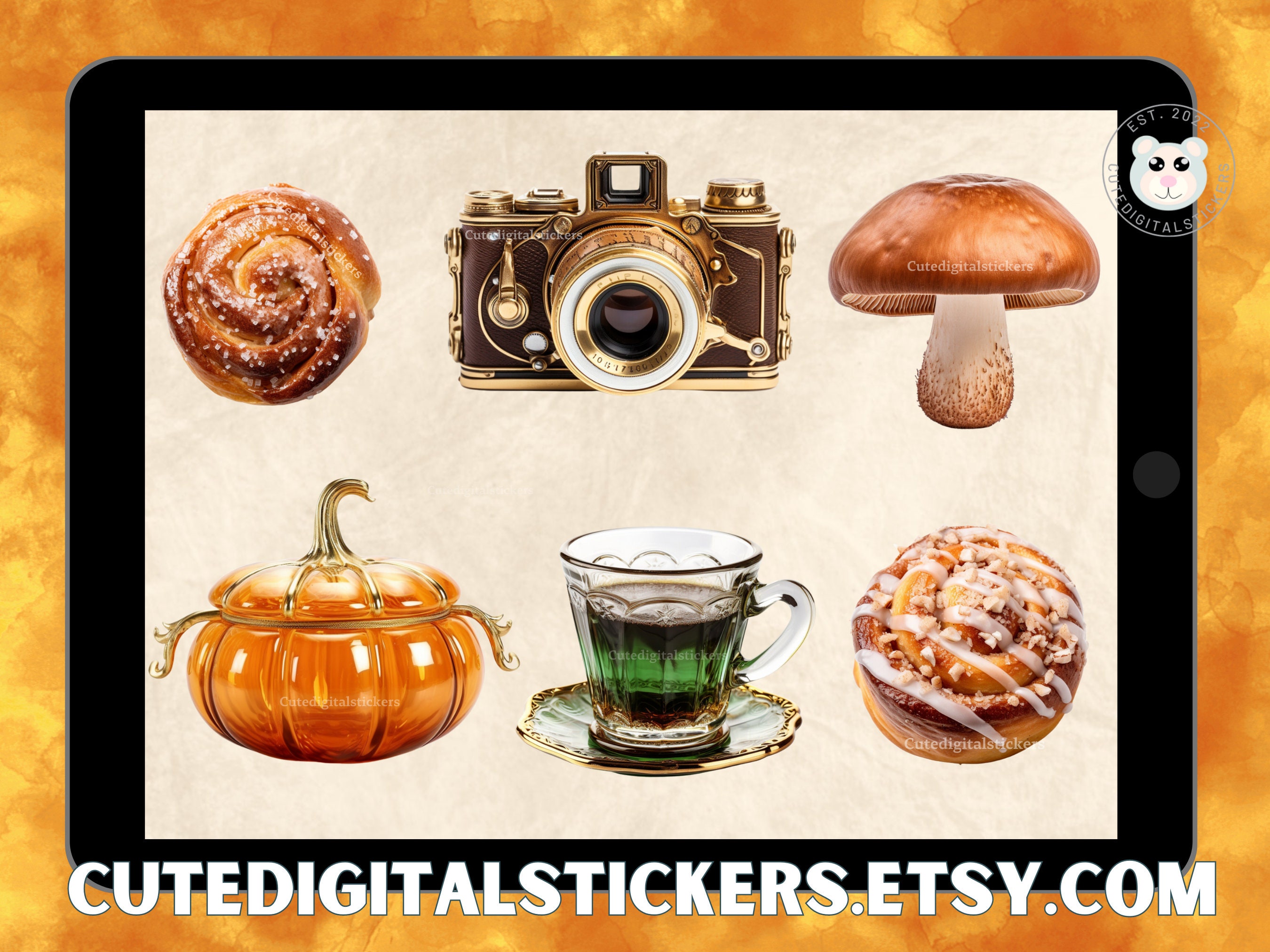 Realistic Fall Dashboard Digital Stickers, Fall Png, Vintage Clipart ...