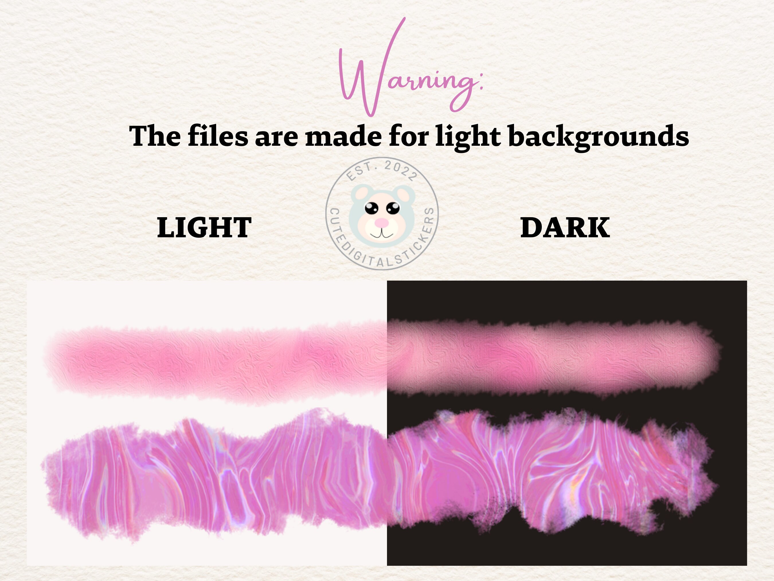 Brushstroke Digital Stickers, Rainbow Brushstroke, Pink and Gold ...