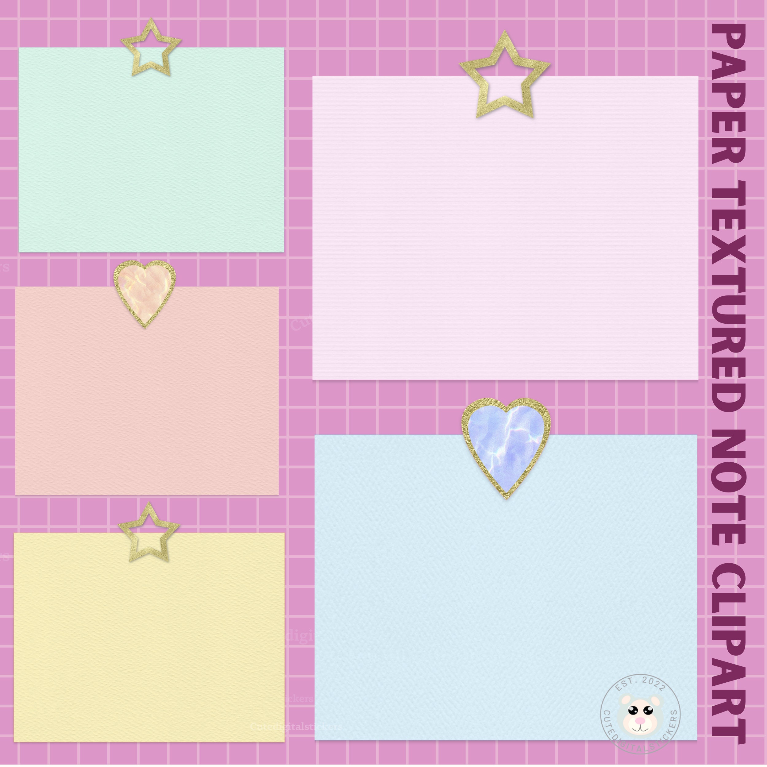 Digital Memo Pad Pastel, Paper Texture Digital Stickers, Cute Digital ...