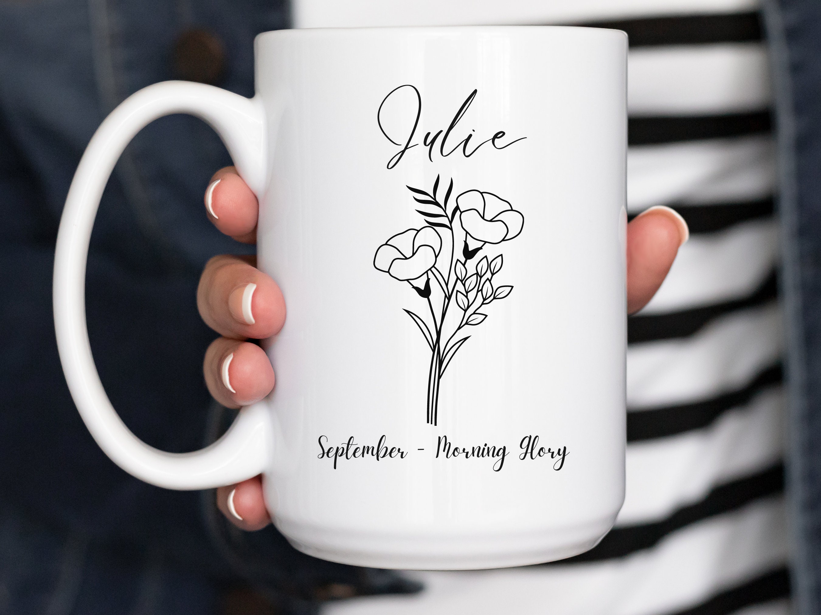 Personalized Custom Birth Month Flower Mug Birth Month Flower Name Mug