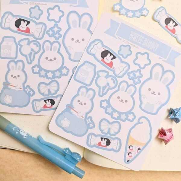 White Bunny Stickers - Etsy
