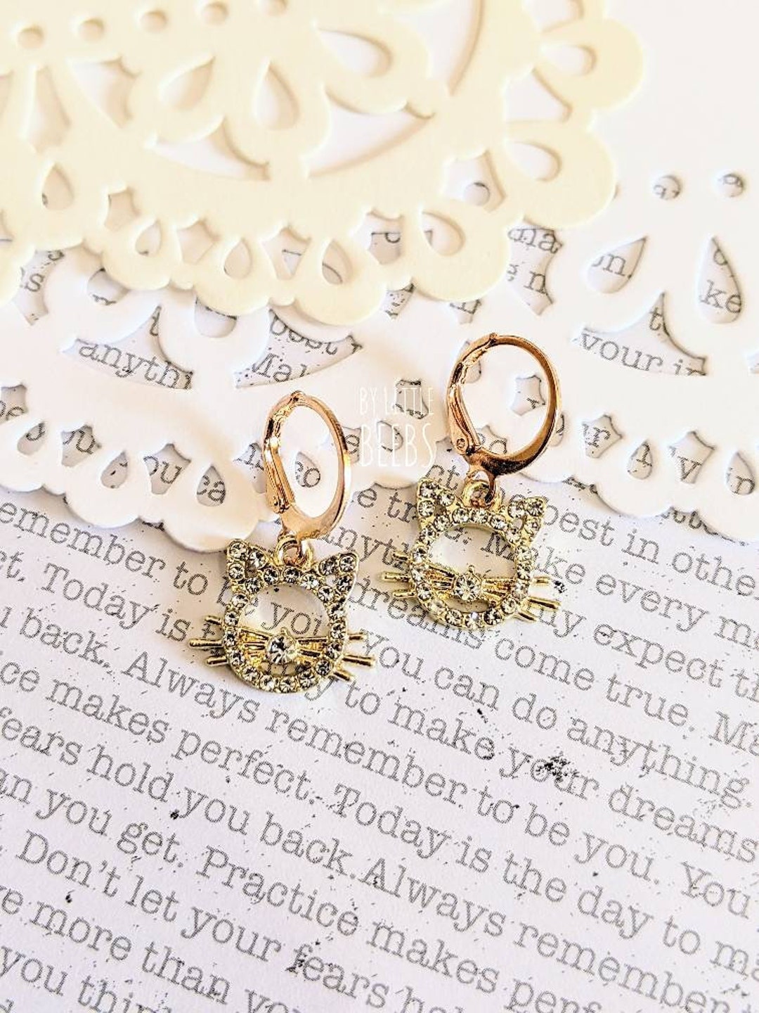 CZ Cat Huggies (small Hoops) | Kawaii Earrings | Cute Accessories | Cat ...