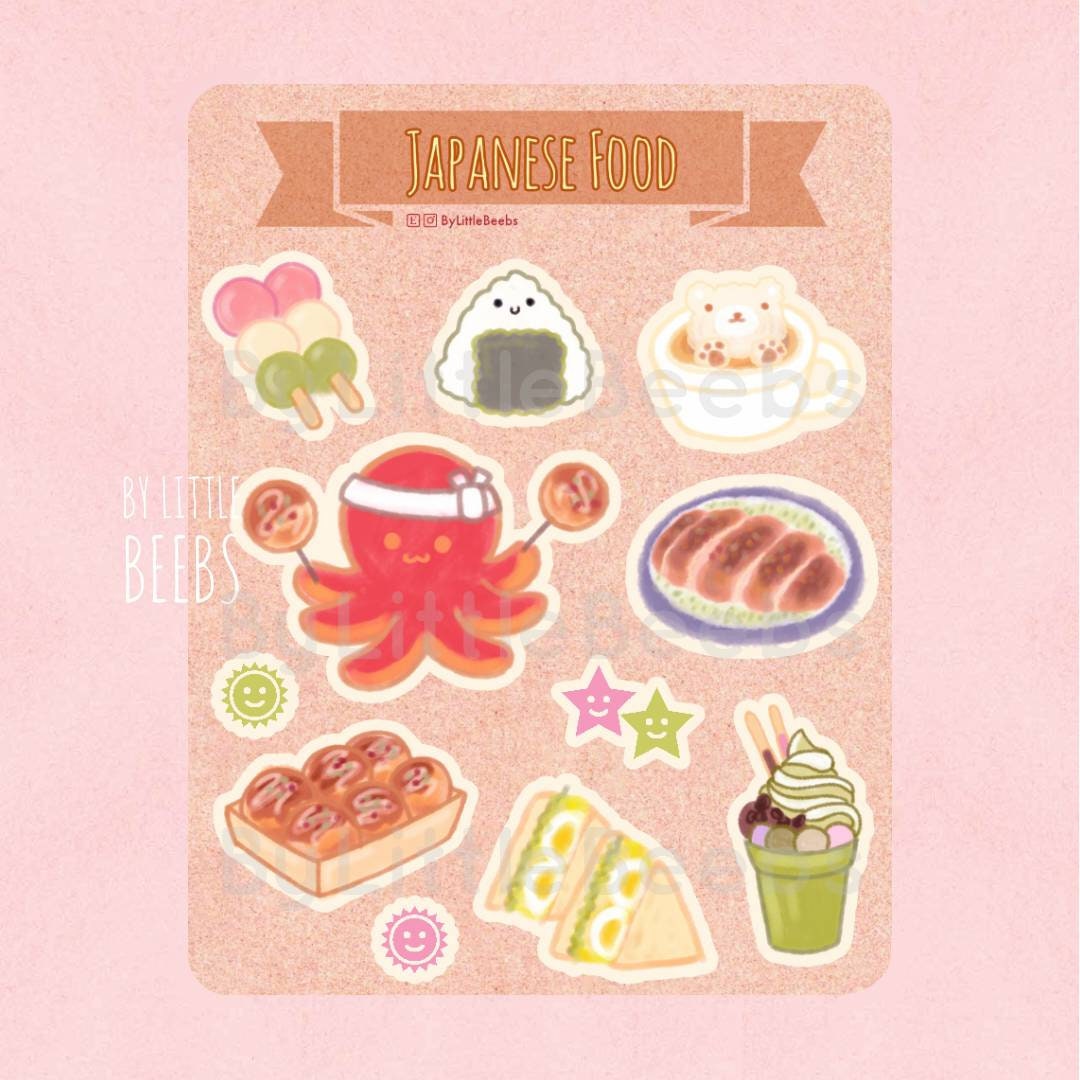 Waterproof Japanese Food Sticker Sheet | Kawaii Stickers | Cute ...