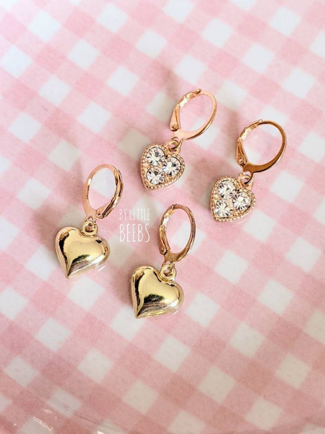Gold Heart Huggies (small Hoops) | Kawaii Earrings | Cute Accessories ...