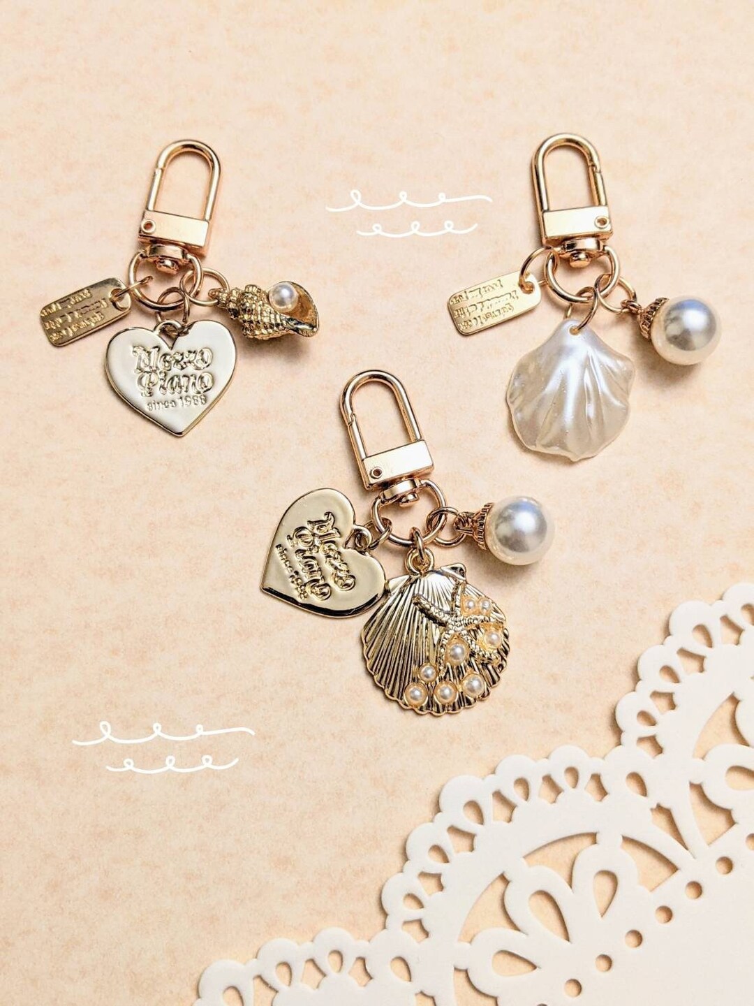 Pearl and Shells Matching Keychain | Kawaii Keychain | Cute Accessories ...