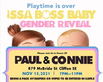 Boss Baby Gender Reveal Invitation | Etsy