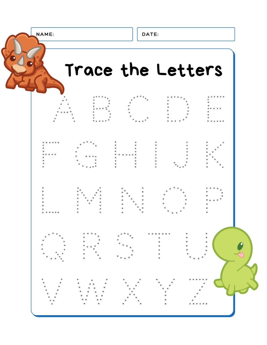 Dino ABC Worksheet - Etsy