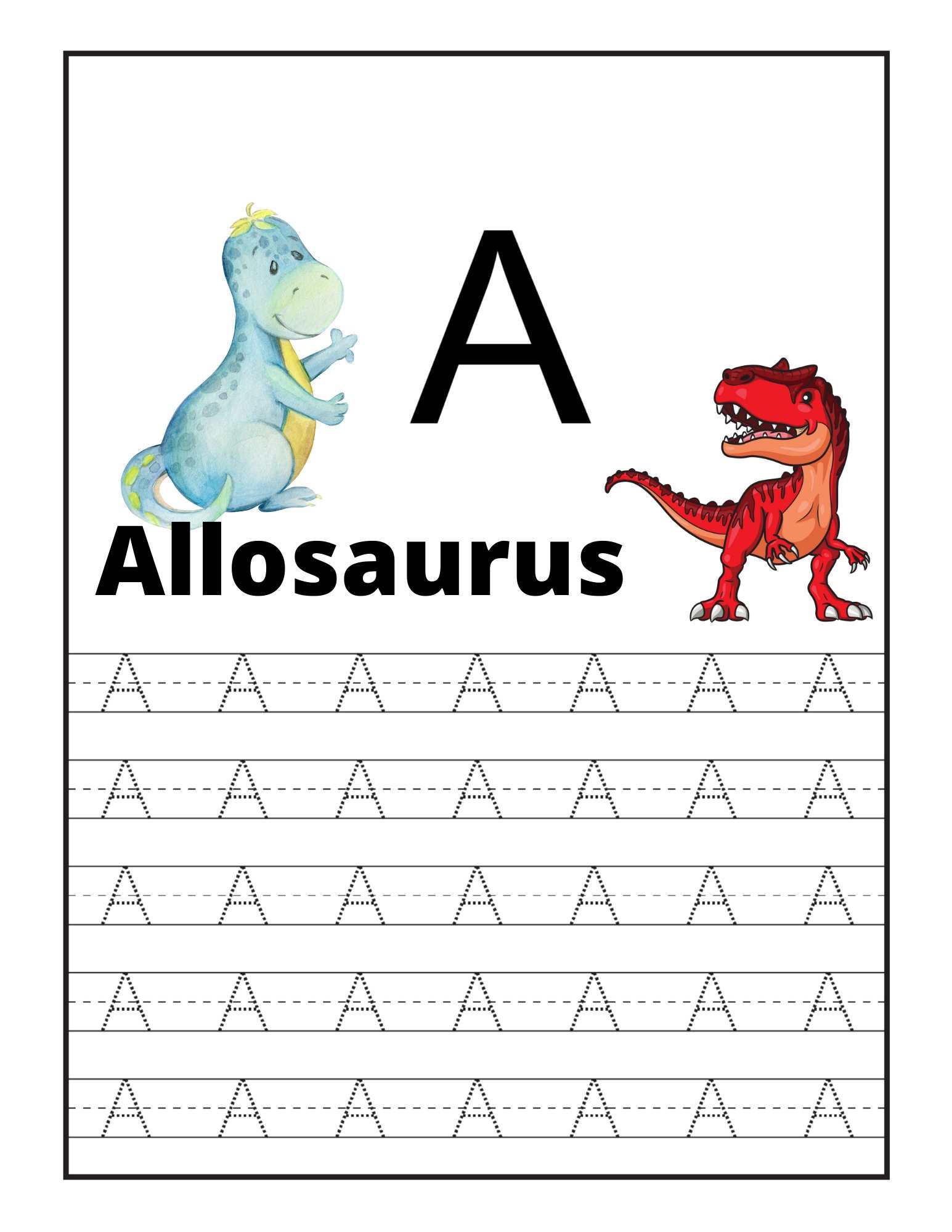 Dino Alphabet Worksheet - Etsy