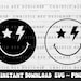 Smiley Face Rockstar Eyes SVG PNG Smiley Face With Star and - Etsy