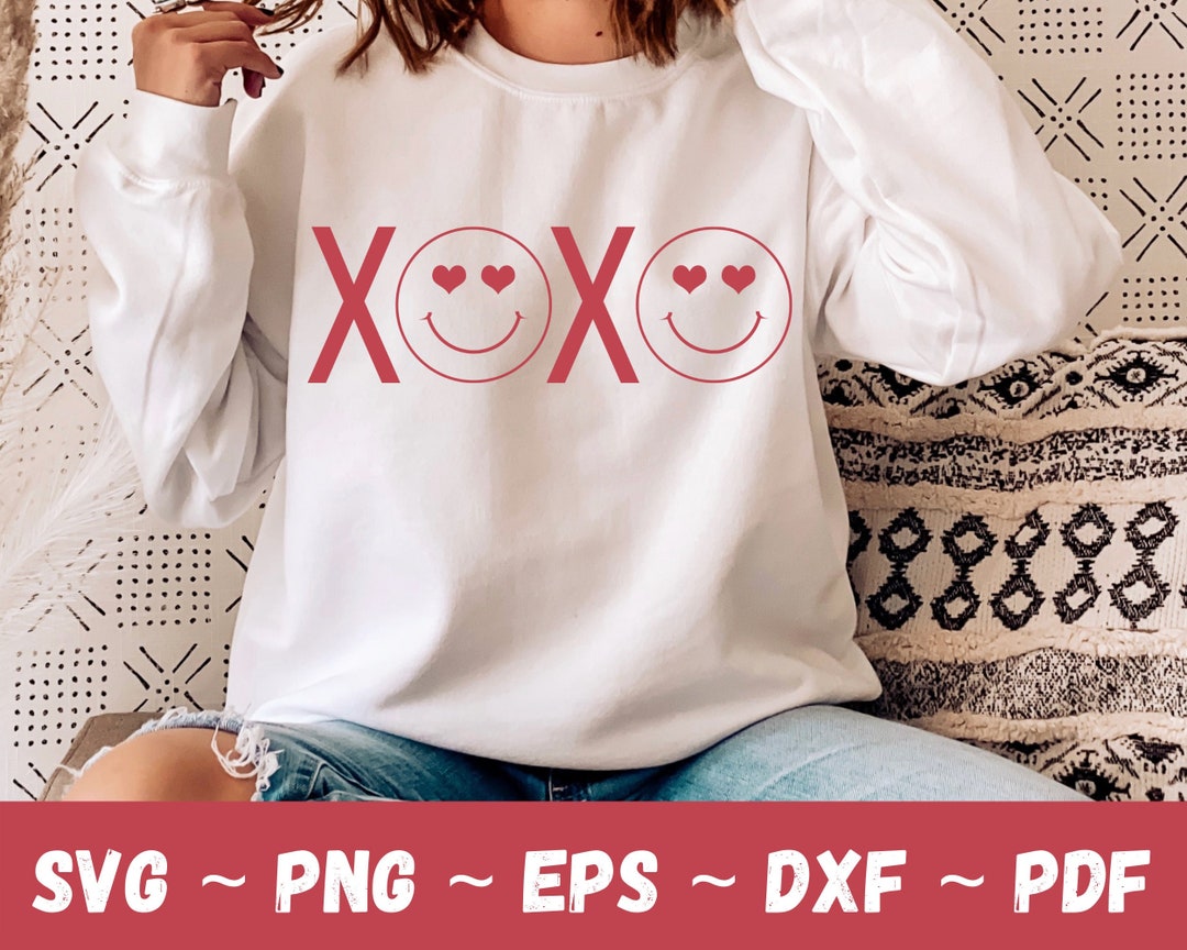 XOXO Smiley Face With Hearts Svg, Xoxo Smiley Face With Hearts Png ...