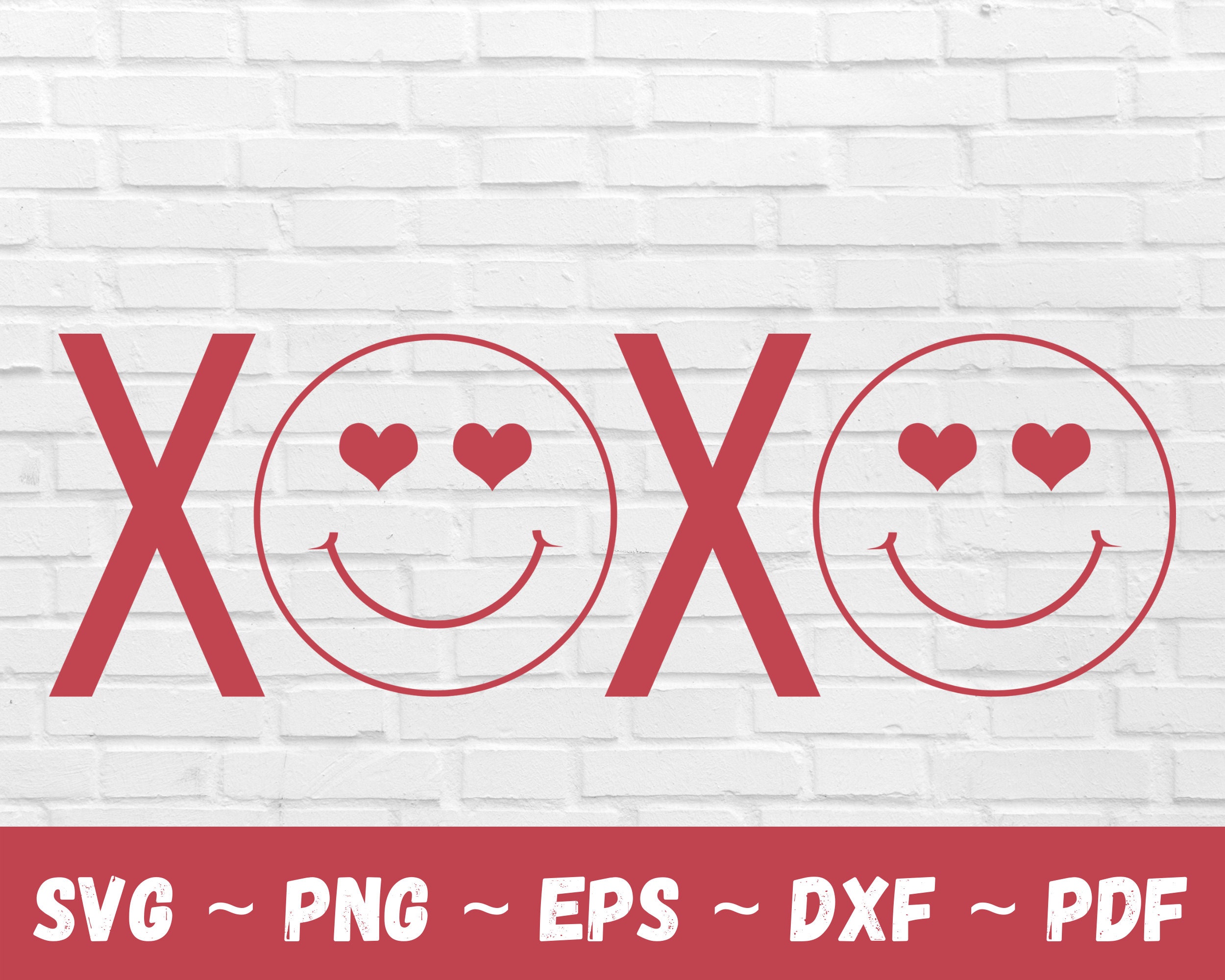 XOXO Smiley Face With Hearts Svg Xoxo Smiley Face With Hearts - Etsy