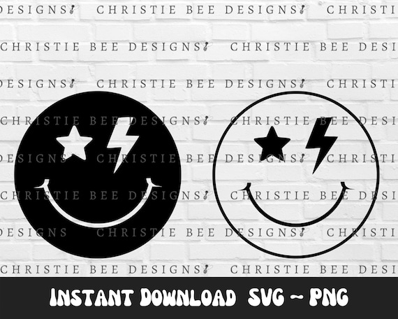 Smiley Face Rockstar Eyes SVG PNG Smiley Face With Star and - Etsy