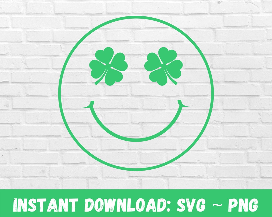 Smiley Face With Clover Shamrock Eyes Svg Leopard Smiley Face - Etsy