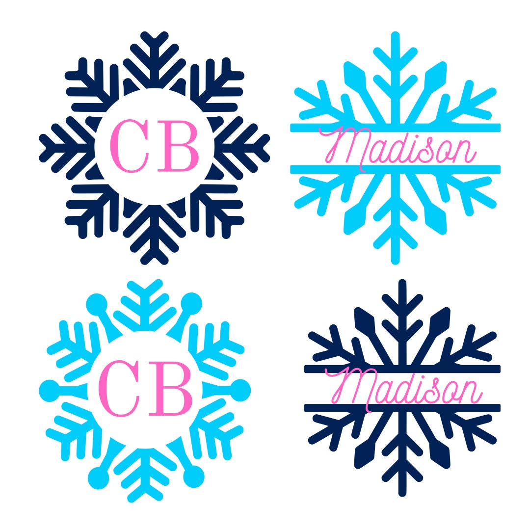 Snowflake Name Frame Svg Bundle, Blue Snowflake Svg, Snowflake PNG ...