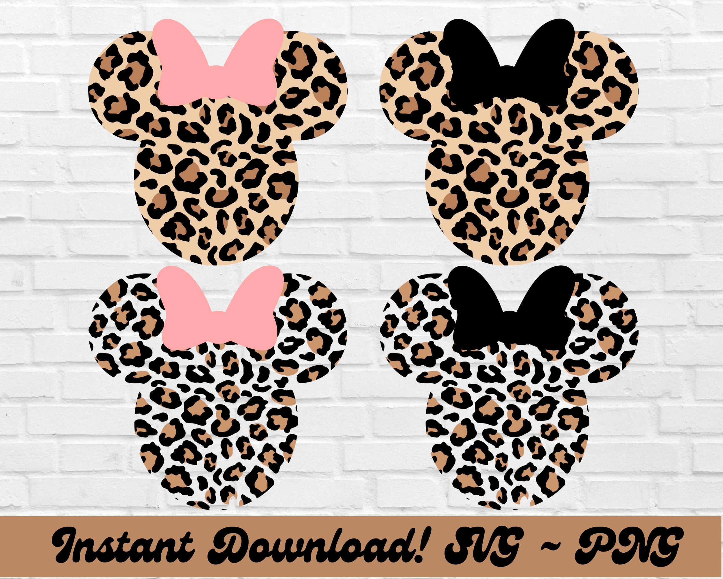 Leopard Minnie Ears PNG Bundle, Leopard Minnie Ears SVG Bundle, Leopard ...