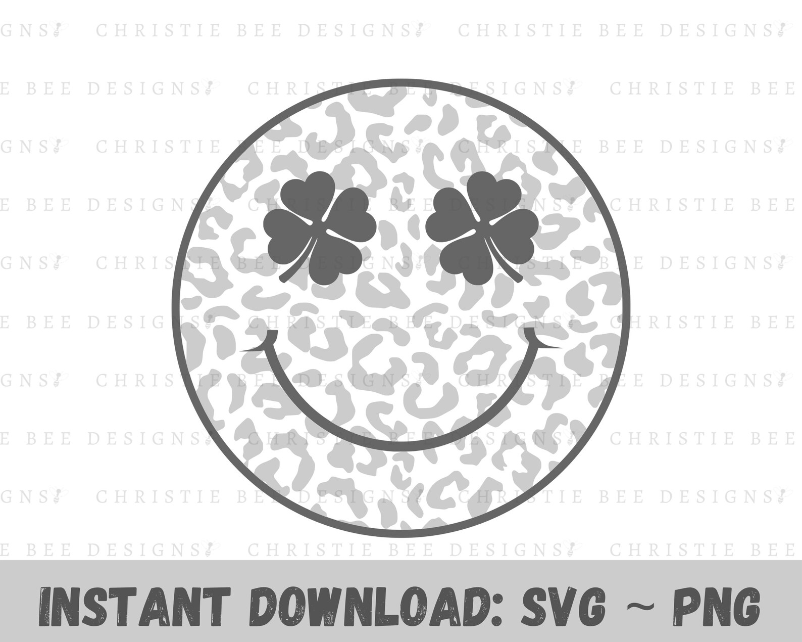 Smiley Face With Clover Shamrock Eyes Svg Leopard Smiley Face - Etsy