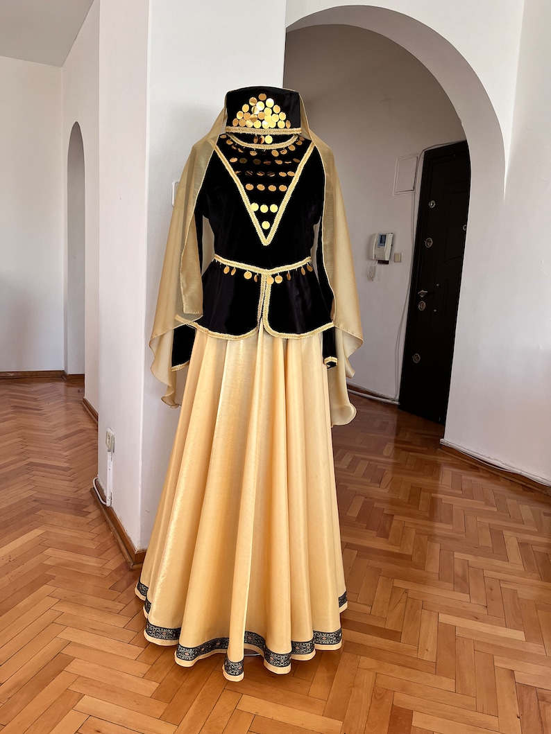 Handmade Azeri Dance Costume: Embroidered Velvet, Long Skirt - Etsy
