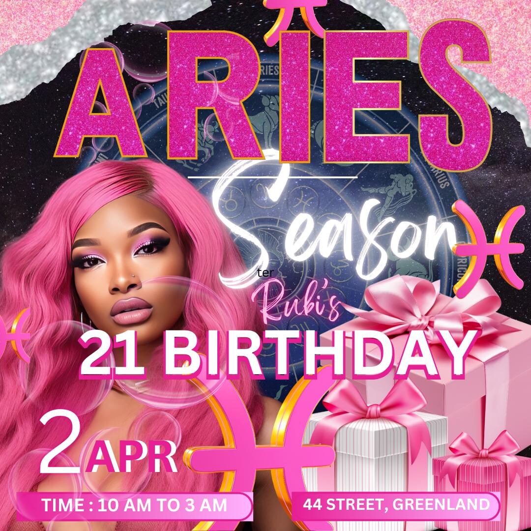 Aries Birthday Flyer, DIY Flyer Template Design, Celebration Flyer ...