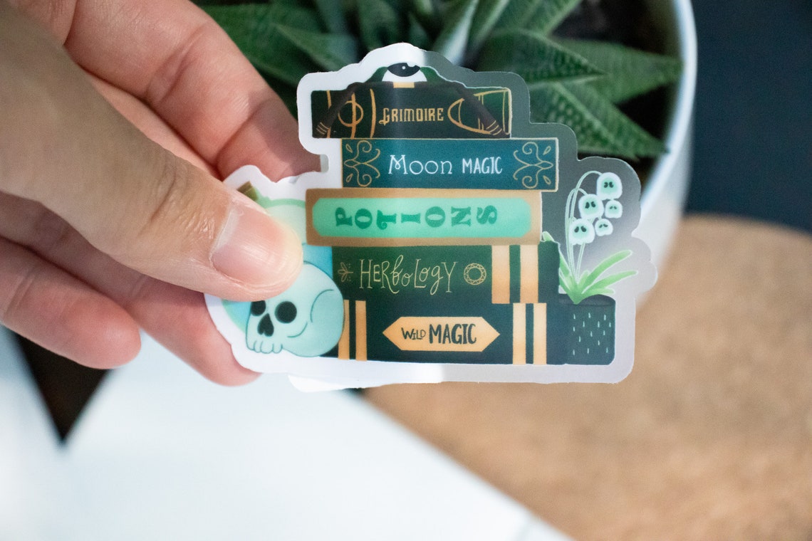 Magical Book Stack Vinyl Clear Sticker Magic Themed Plant - Etsy