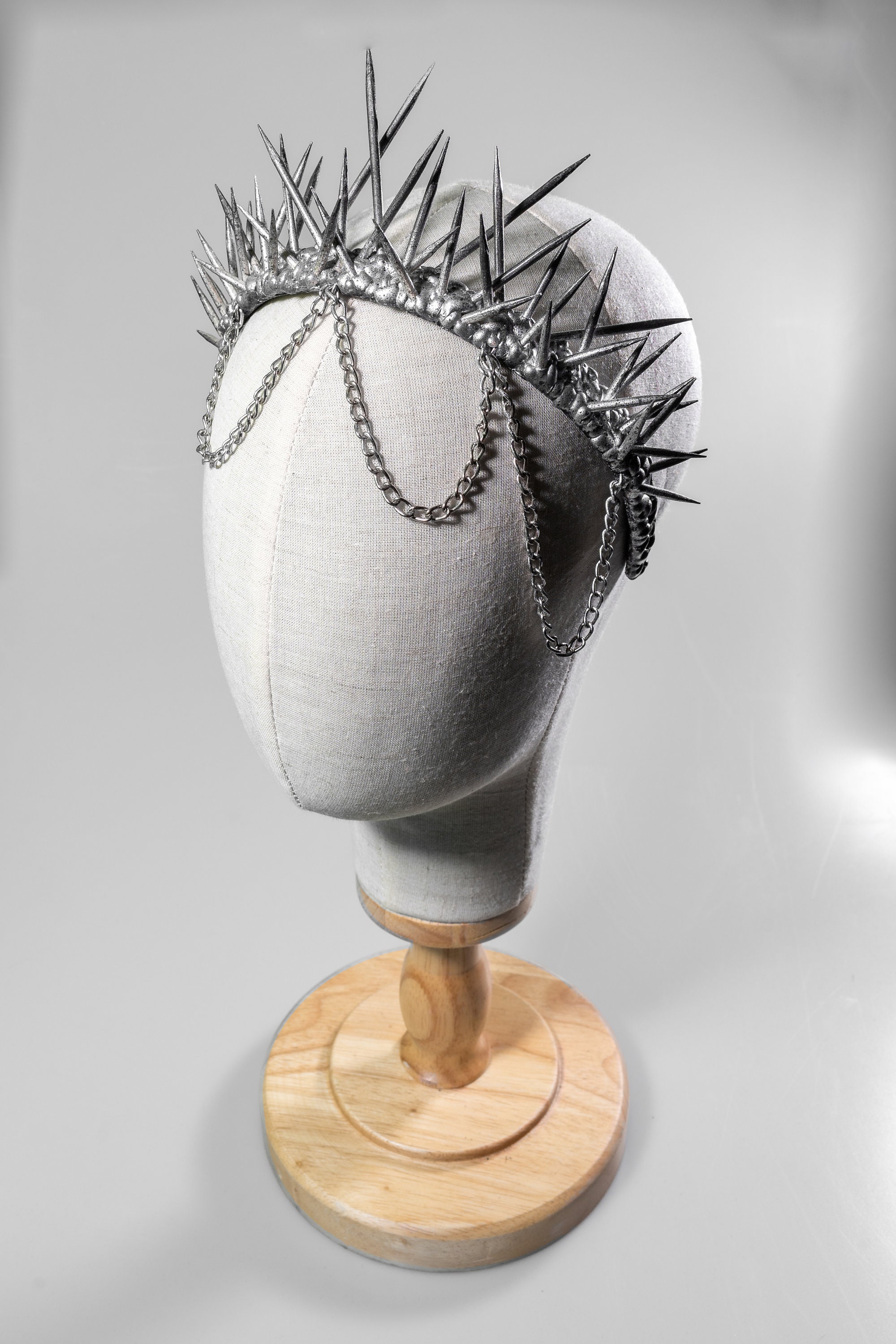 Silver Chain Spiked Crown, Chain and Thorns Grunge Headpiece ...