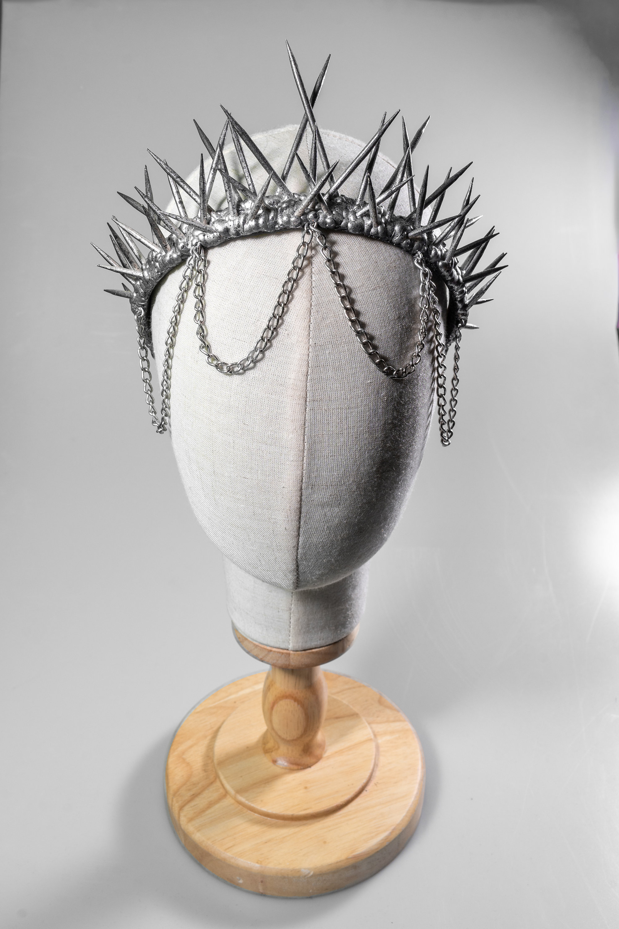 Silver Chain Spiked Crown, Chain and Thorns Grunge Headpiece ...