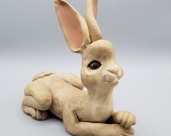 WHITEROCK STUDIO Clay Original, Rabbit Sculpture, Rustic Handcrafted ...