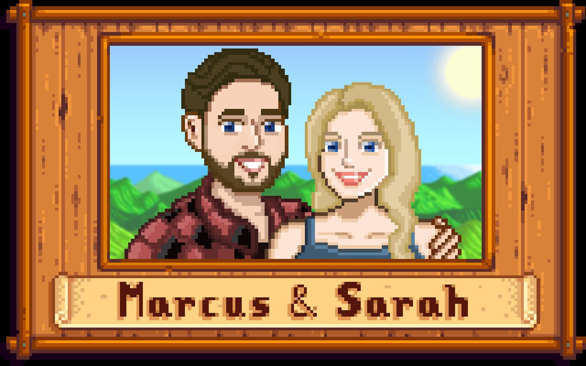 Custom Stardew Valley Couple Portrait | Cute Pixel 8bit Portrait ...