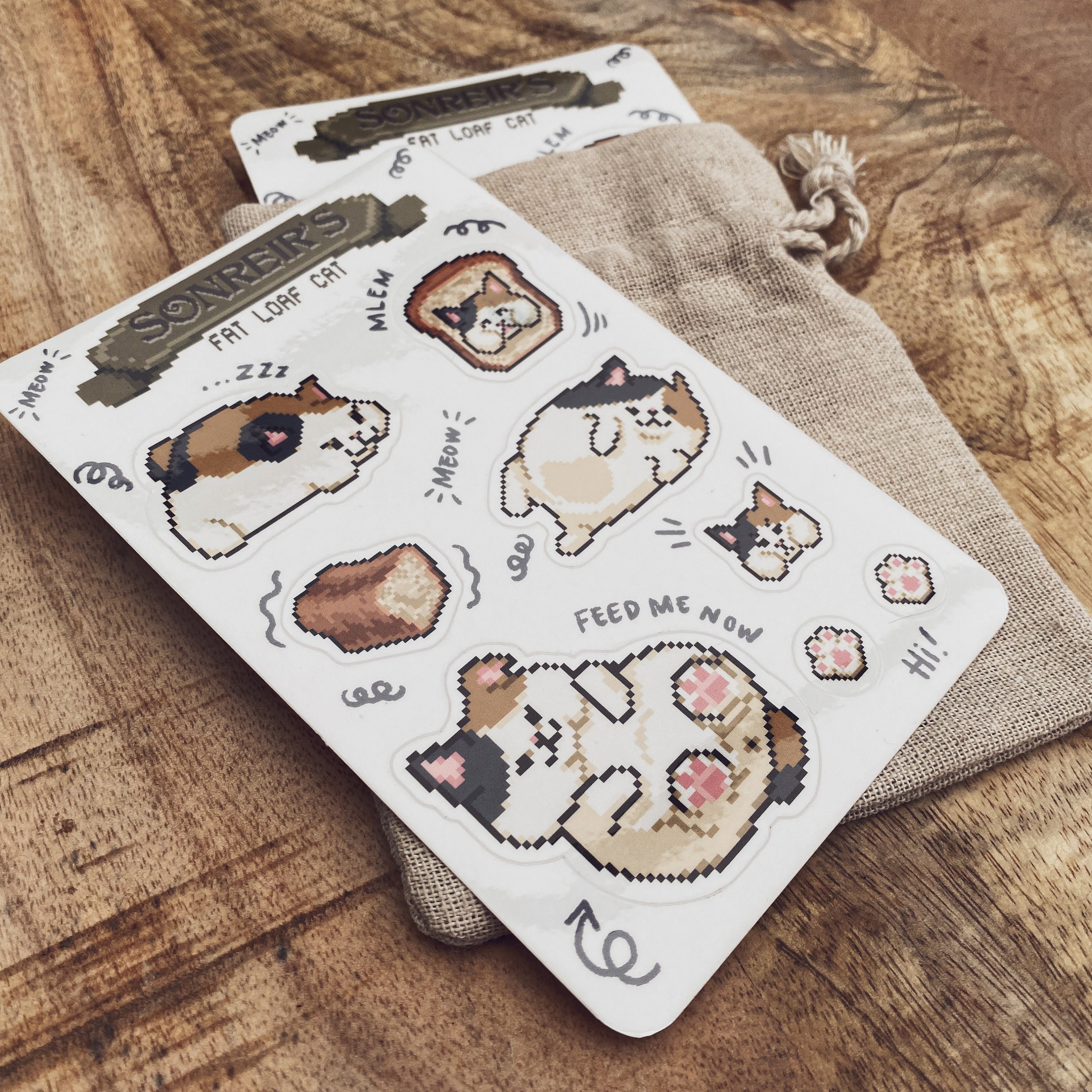 Pixel Art Fat Cat | Final Fantasy XIV | Sticker Sheet | Fat Loaf Cat ...