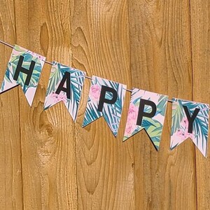 Pink Tropical Custom Happy Birthday Banner - Lily Inspired - 3x4 ...