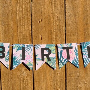 Pink Tropical Custom Happy Birthday Banner - Lily Inspired - 3x4 ...