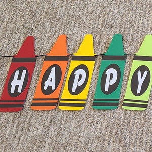 Customizable Crayon Banner: First Day of School, Birthday Party Decor ...