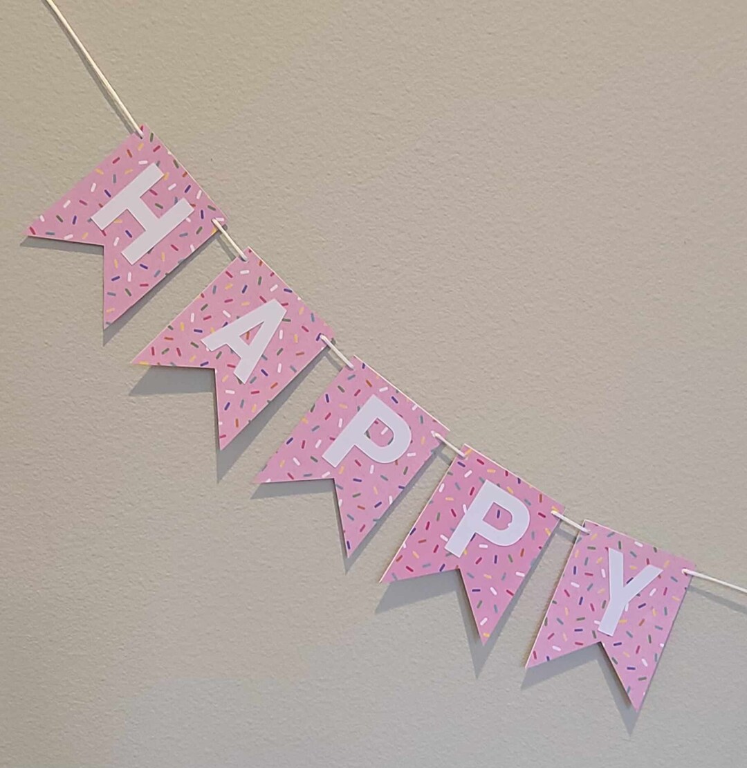 Pink Sprinkle Banner for Birthday Party Decor, Custom Decoration ...