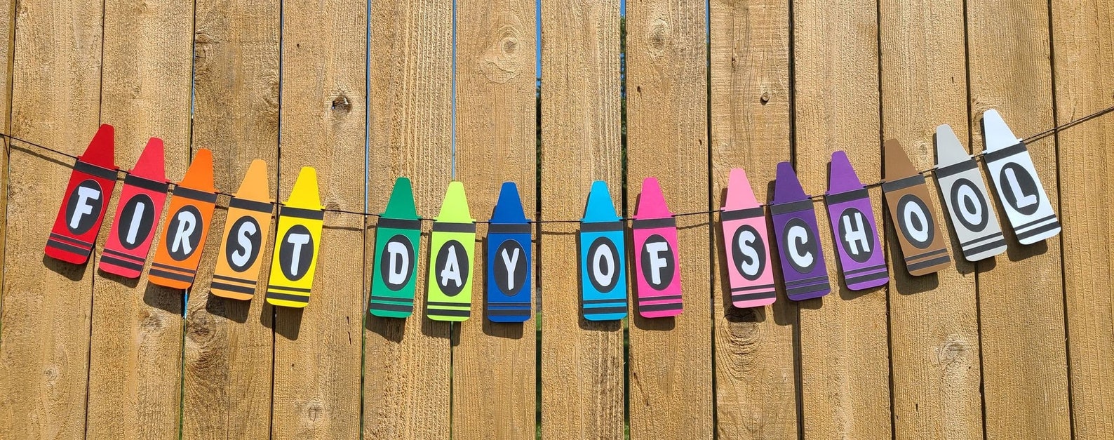 Customizable Crayon Banner: First Day of School, Birthday Party Decor ...